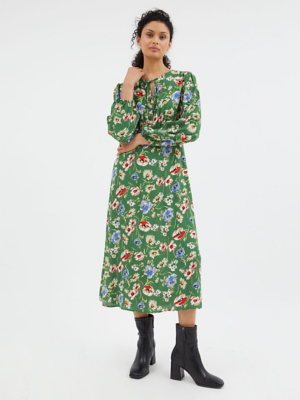 Green Vintage Floral Midi Tea Dress | Women | George at ASDA