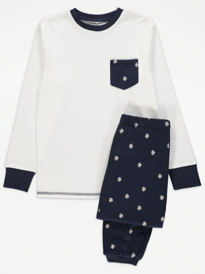 White Football Long Sleeve Pyjamas | Kids | George at ASDA