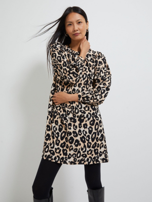 Neutral Leopard Print Textured Mini Dress | Women | George at ASDA