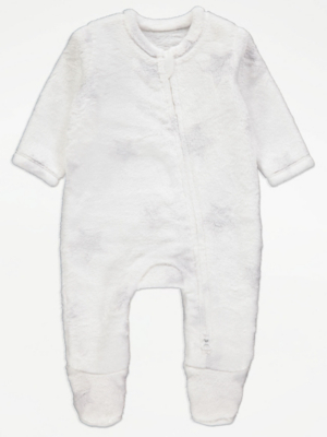 White Star Fleece Zip Up Sleepsuit | Baby | George at ASDA