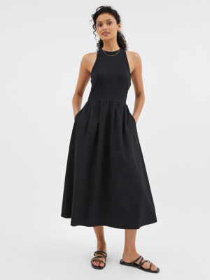 Black Poplin Sleeveless Midi Dress | Women | George at ASDA