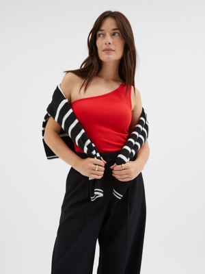 Red One Shoulder Ribbed Vest | Women | George at ASDA