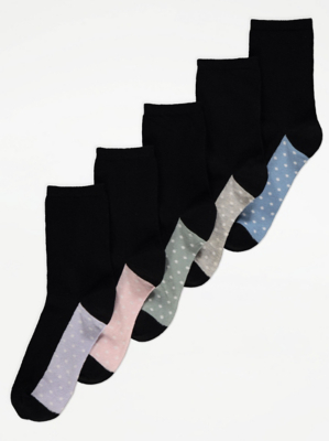 Spot and Stripe Socks 5 Pack | Lingerie | George at ASDA