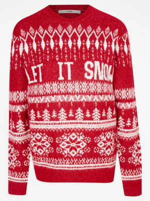 Red Let It Snow Matching Adults Christmas Jumper | Women | George at ASDA