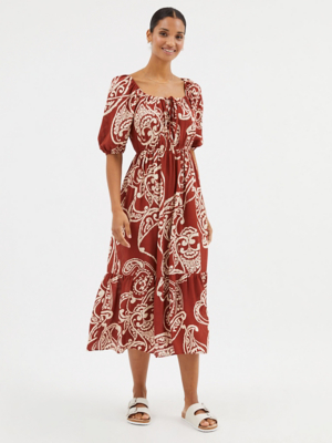 Rust Paisley Boho Midi Dress | Women | George at ASDA