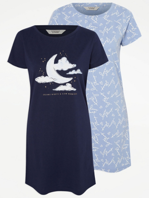 Blue Moon Sleep Nightdresses 2 Pack | Lingerie | George at ASDA