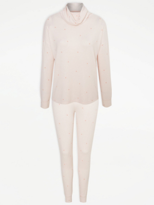Pink Star Brushed Snit Cowl Neck Pyjamas | Lingerie | George at ASDA