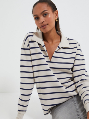 Neutral Striped Collared Sweatshirt | Women | George at ASDA