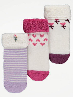 White Tulip Terry Socks 3 Pack | Baby | George at ASDA
