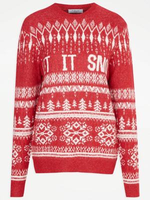 Red Let It Snow Fairisle Adults Family Christmas Jumper | Women ...