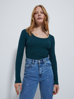 Pink Scoop Neck Ribbed Long Sleeve Top | Women | George at ASDA