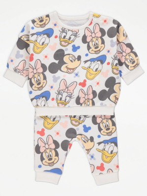 Disney Mickey & Friends White Sweatshirt and Joggers Outfit | Baby ...