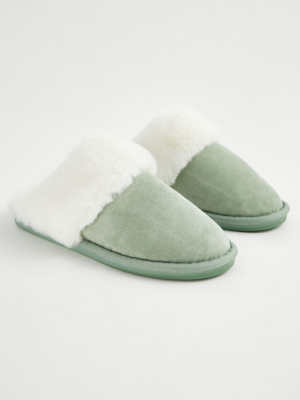 Green Suedette Mule Slippers | Lingerie | George at ASDA