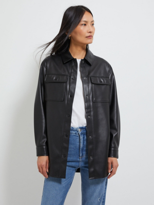 Black Faux Leather Shacket | Women | George at ASDA