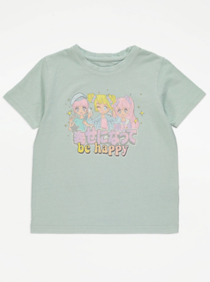 Sage Green Anime Graphic Print T-Shirt | Kids | George at ASDA