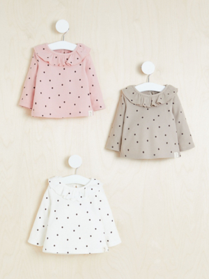 Billie Faiers Ribbed Spotty Long Sleeve Tops 3 Pack | Kids | George at ASDA