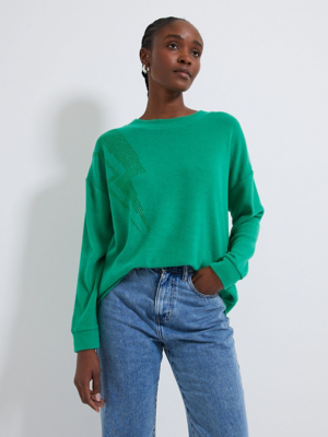 Green Stud Lightning Bolt Snit Jumper | Women | George at ASDA