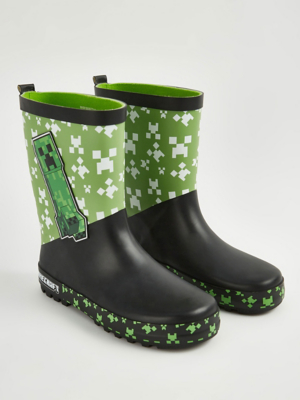Minecraft Green Creeper Wellington Boots | Kids | George at ASDA