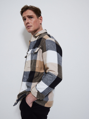 Neutral Checked Shacket | Men | George at ASDA