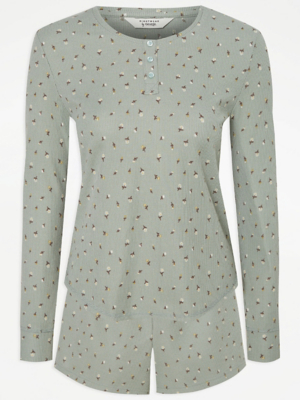 Green Floral Waffle Short Pyjamas | Lingerie | George at ASDA