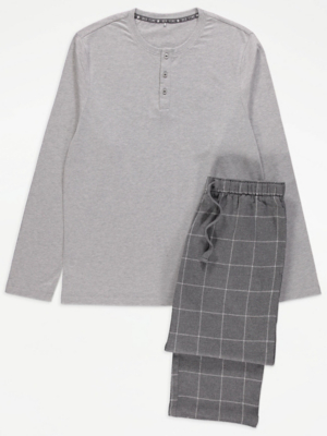 Grey Checked Matching Adults Family Christmas Pyjamas | Men | George at ...