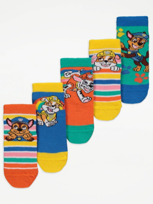 PAW Patrol Bright Character Cotton Rich Socks 5 Pack | Baby | George at ...