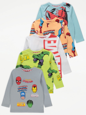 Marvel Superhero Long Sleeve Tops 5 Pack | Kids | George at ASDA