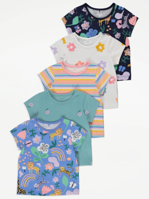 Bright Patterned T-Shirts 5 Pack | Kids | George at ASDA