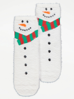 White Snowman Cosy Socks | Kids | George at ASDA