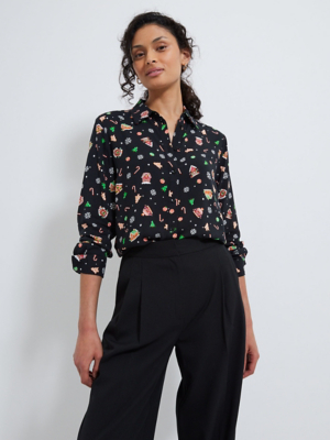 Black Christmas Long Sleeve Shirt | Women | George at ASDA