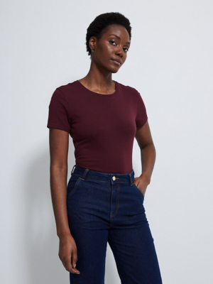 Burgundy Basic Crew Neck Top | Women | George at ASDA
