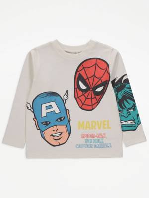 Marvel Ivory Superhero Long Sleeve Top | Kids | George at ASDA
