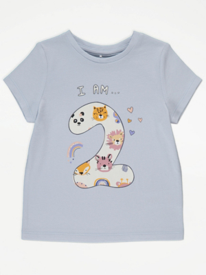Blue I Am 2 Animal Birthday T-Shirt | Kids | George at ASDA