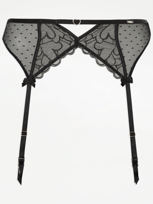 Entice Black Heart Lace Suspenders | Lingerie | George at ASDA