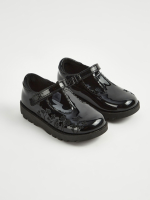 Black Flower Detail Leather Shoes | School | George at ASDA