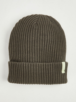 Taupe Ribbed Knitted Beanie Hat | Women | George at ASDA
