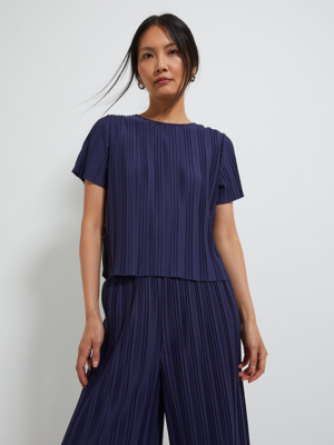 Navy Textured Plisse Top | Women | George at ASDA