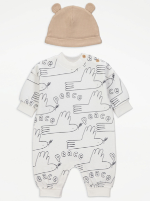 White Dove All In One and Ribbed Hat Outfit | Baby | George at ASDA