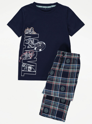 Marvel Navy Woven Checked Pyjamas Gift Set | Kids | George at ASDA
