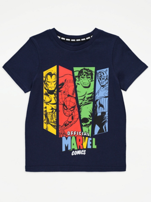 Marvel Navy Superhero Graphic T-Shirt | Kids | George at ASDA