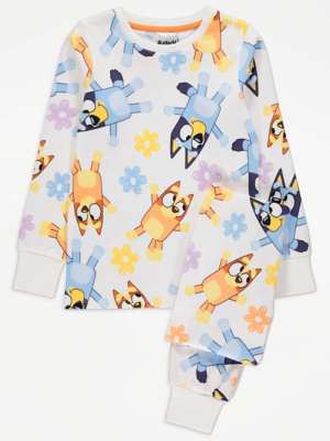 Bluey White Flower Long Sleeve Pyjamas | Kids | George at ASDA