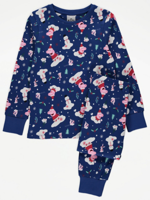Peppa Pig Navy Christmas Long Sleeve Pyjamas | Kids | George at ASDA