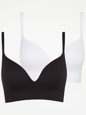 A-D Soft Comfort Ribbed Seam Free Bra 2 Pack | Lingerie | George at ASDA