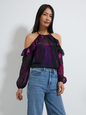 Pink Floral Cold Shoulder Blouse | Women | George at ASDA