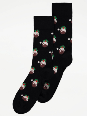 Black Christmas Pudding Ankle Socks | Men | George at ASDA