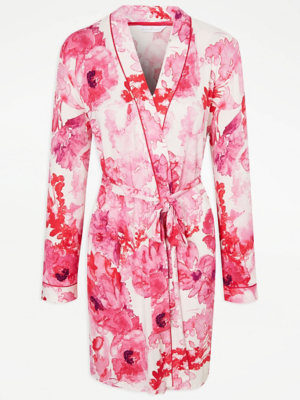 Entice Bright Pink Floral Dressing Gown | Lingerie | George at ASDA