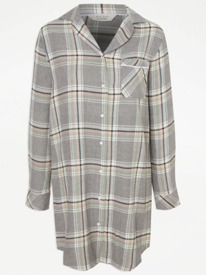 Navy Checked Button Front Nightshirt | Women | George at ASDA
