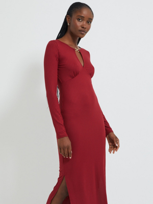 Red Cowl Neck Bias Cut Satin Midi Dress | Women | George at ASDA