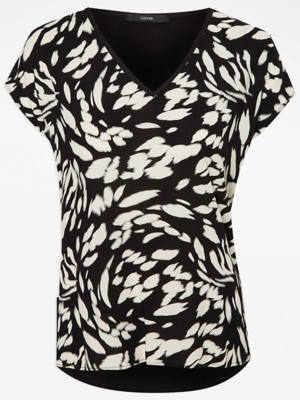 Black Brushed V Neck T-Shirt | Women | George at ASDA