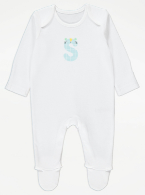 White Animal Letter S Sleepsuit | Baby | George at ASDA